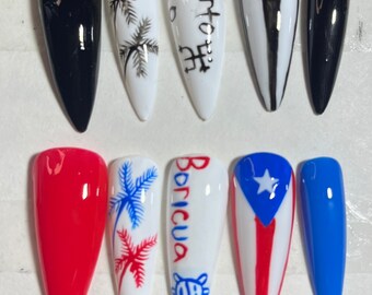Puerto Rico Set of Press on Nails - Etsy