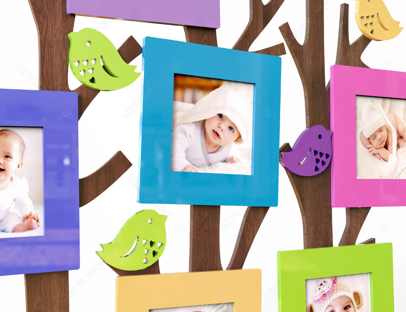 Tree Photo Frame Baby Family Picture Holder Standing Vectorial - Etsy