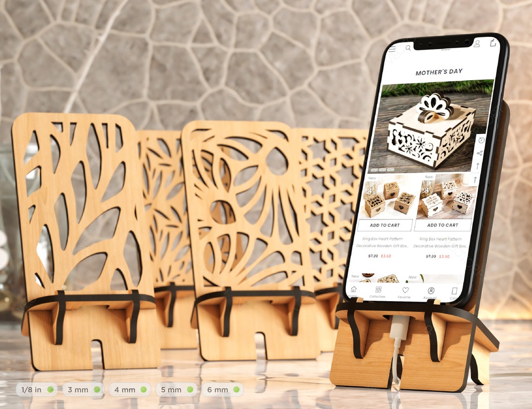 Laser Cut Wooden Mobile Phone Stand Cell Phone Holder Digital - Etsy