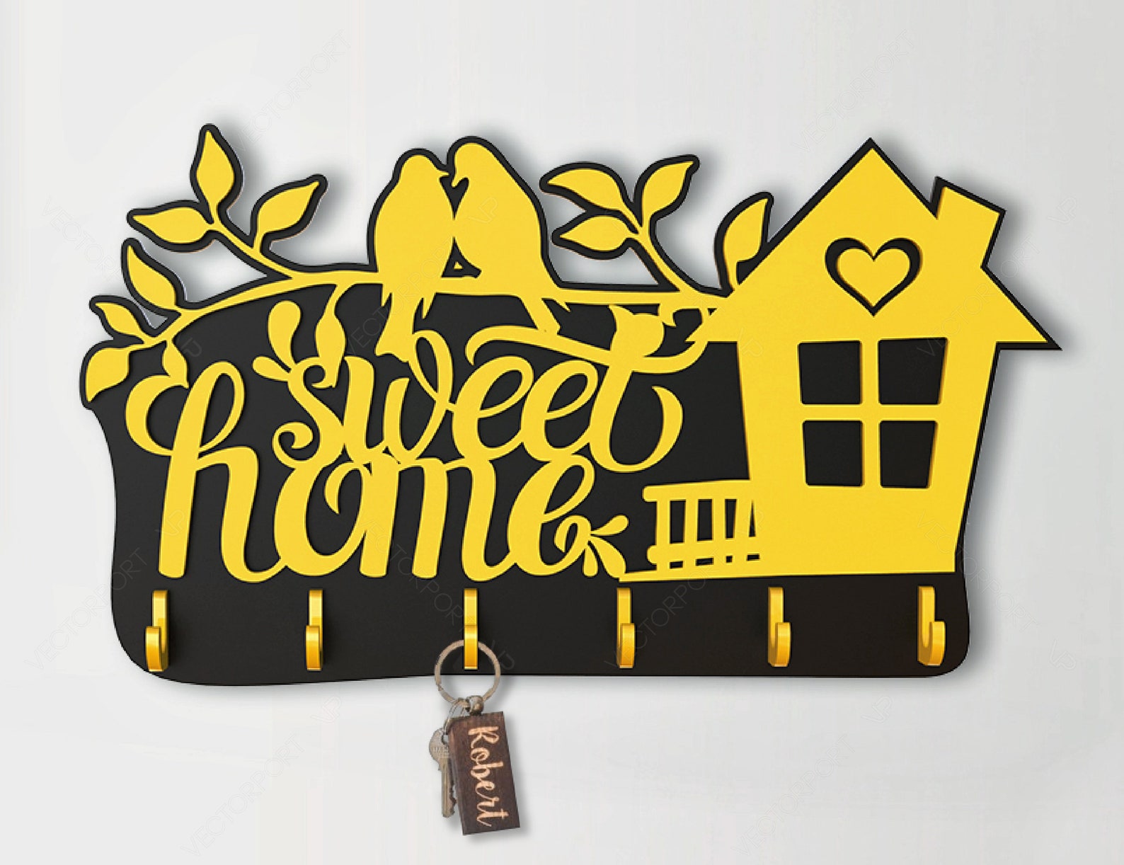 Laser Cut Key Holder Wall Mounted Decorative Hanger Love Birds - Etsy