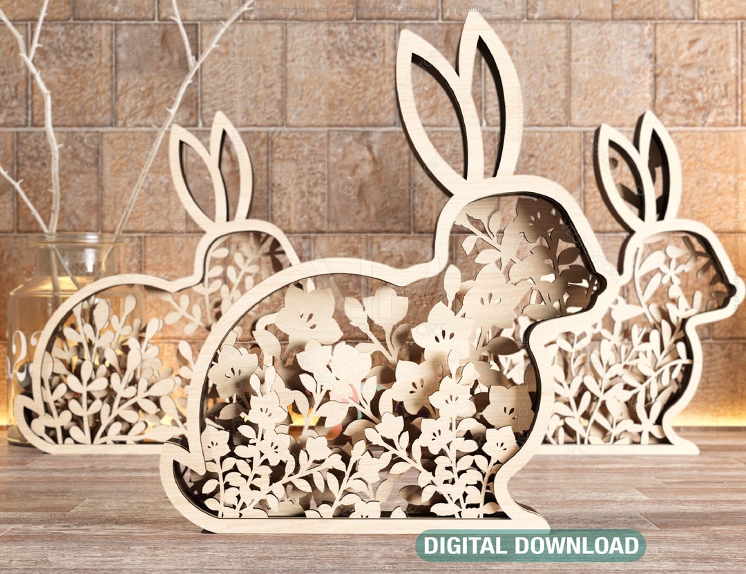 Multi Layer Easter Laser Cut Files Rabbits SVG Layered Bundle, Floral ...