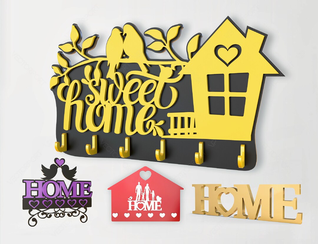 Laser Cut Key Holder Wall Mounted Decorative Hanger Love Birds - Etsy