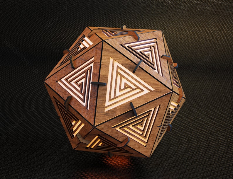 Icosahedron 4 Different Lasercut Wood Triangle Shadow Lamp Tea - Etsy