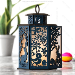 Easter Lamp Candle Holder Ornaments Light Bunny Tealight Lamp Night ...