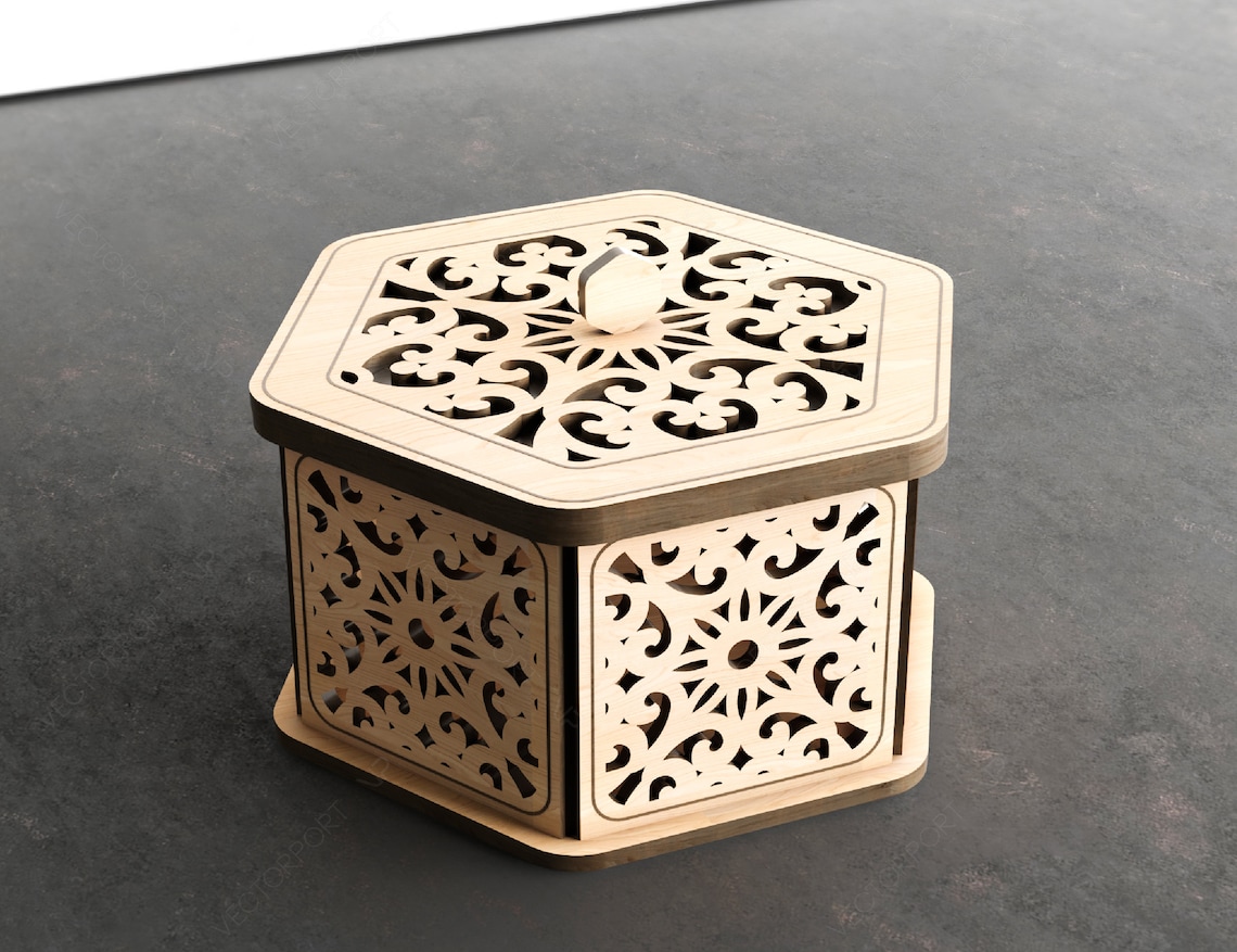 Hexagon Laser Cut Decorative Wooden Gift Box Wedding Favour - Etsy