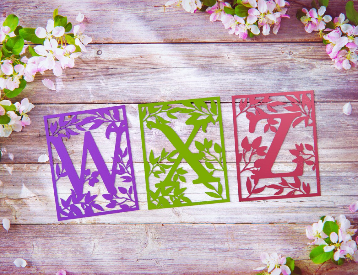 Spring in Bloom Floral Frame Monogram Alphabet Letters Vector | Etsy
