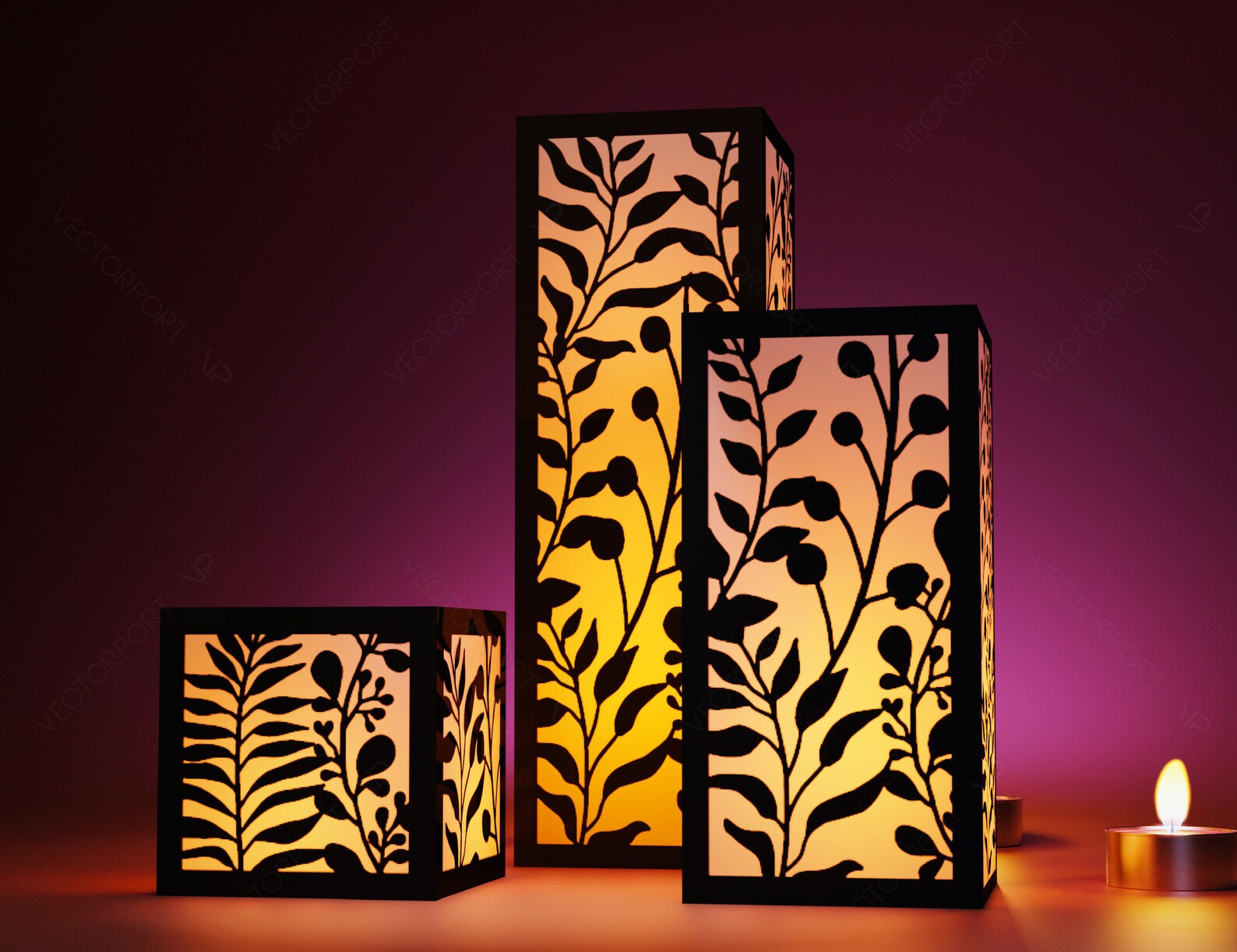 Papercut Floral Lantern Candle Holder SVG Laser Cut Lamp Tea - Etsy