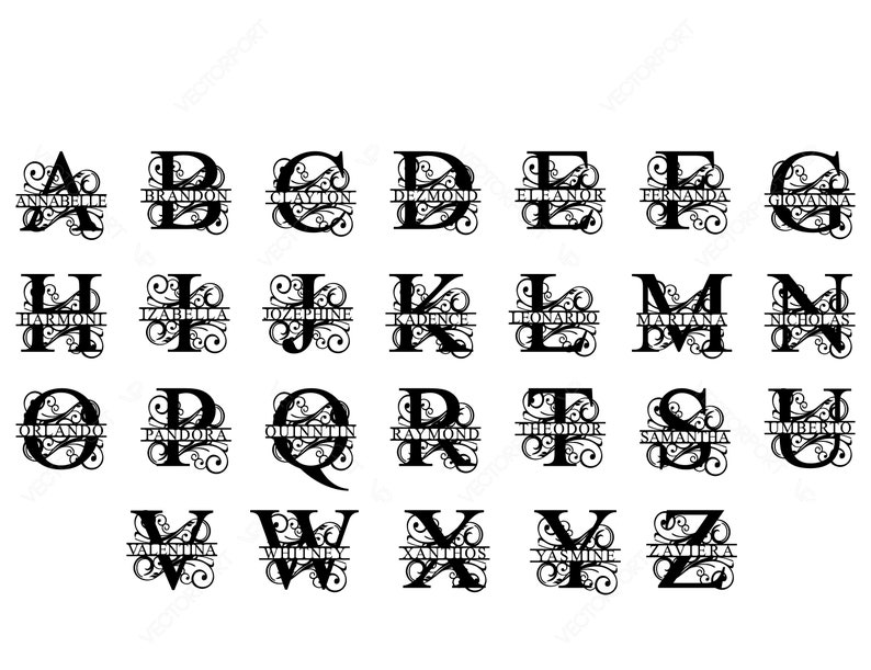 Split Regal Monogram Alphabet Letters Laser Cut Files Digital - Etsy