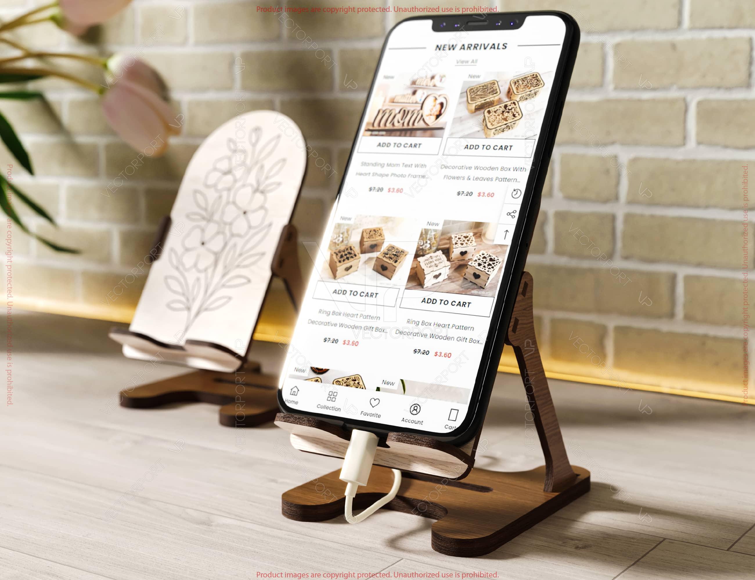 Elegant Minimalist Phone Stand | Laser Cut SVG File | Mobile Holder ...