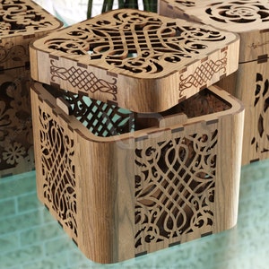 Decorative Wooden Gift Box With Flowers Pattern Jeweler Case Wedding ...