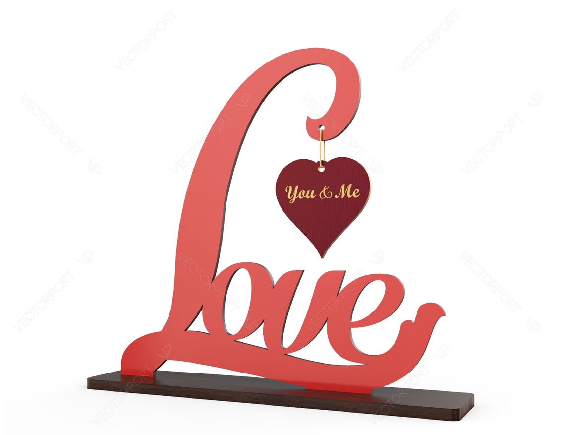 Love Text with Heart You and Me Wooden Plywood Vector Plan Diy | Etsy