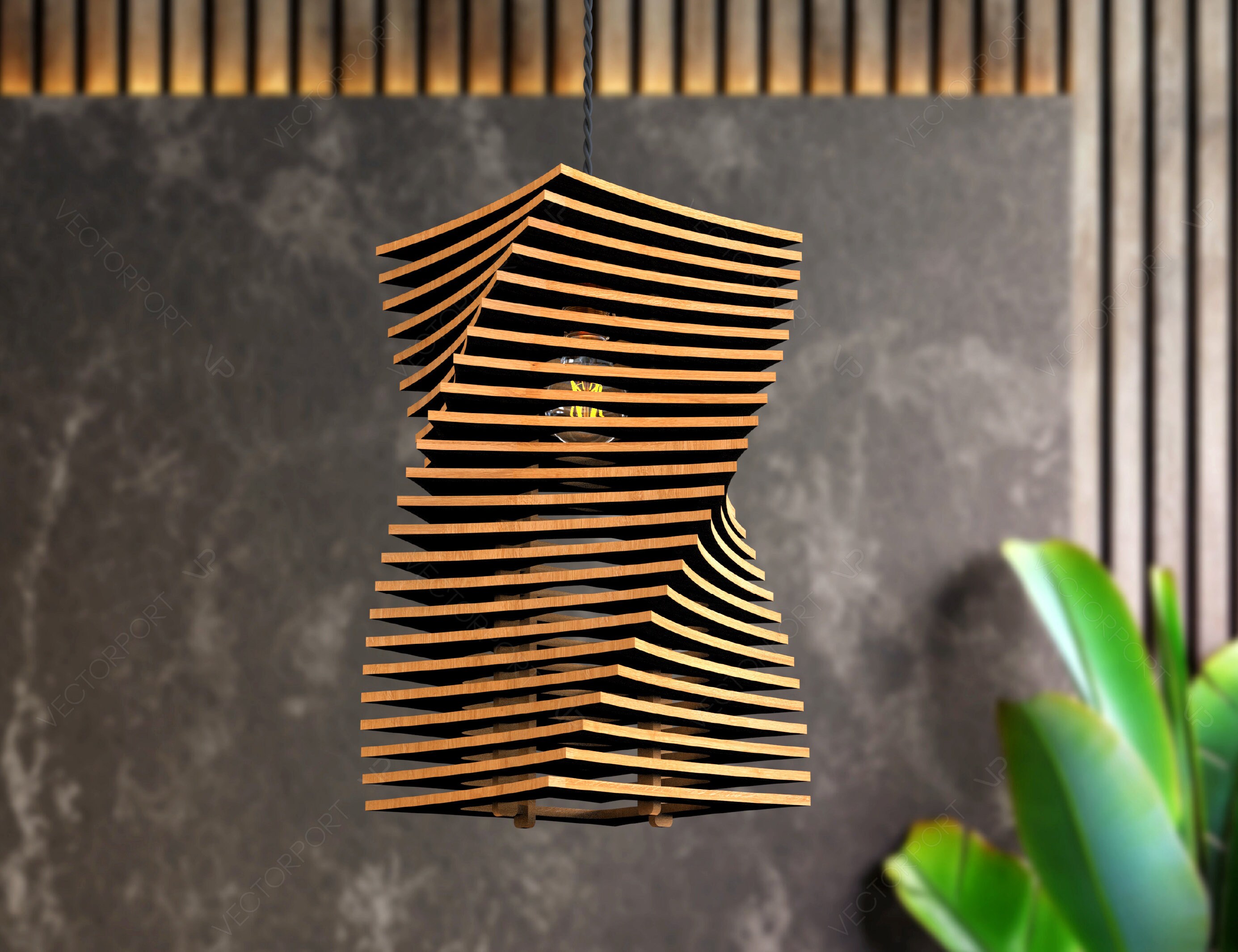 Twist Box Creative Modern Wood Pendant Light Chandelier Lamp - Etsy
