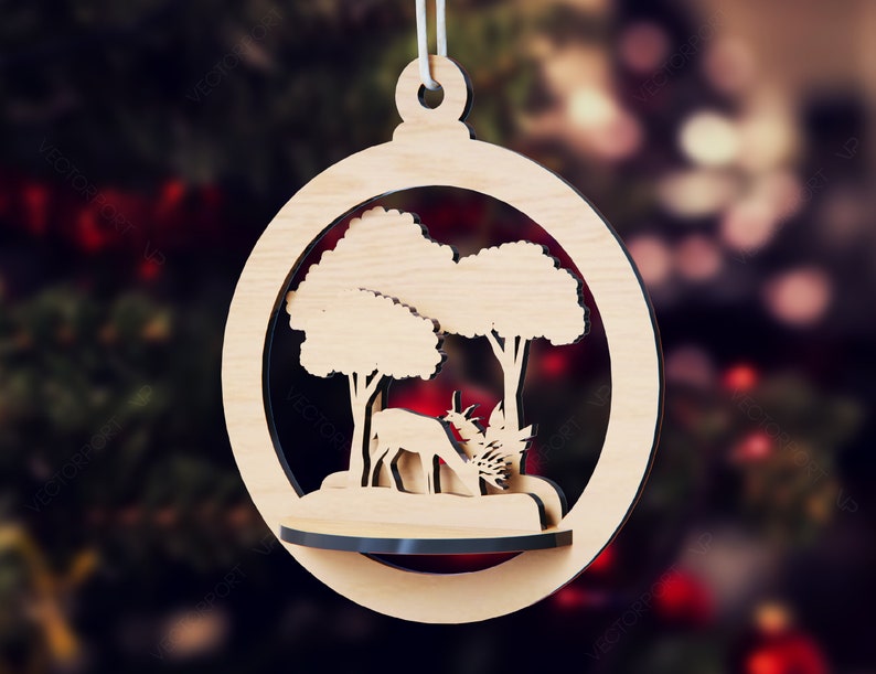 Tree Bauble Wood 3D Laser Cut Christmas Ball Ornament Round - Etsy