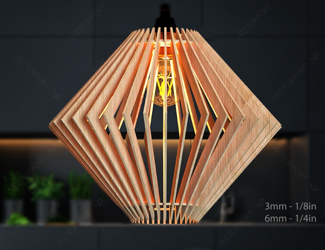 Rhombus 6 & 3mm Wood Pendant Light Chandelier Lamp Lampshade - Etsy