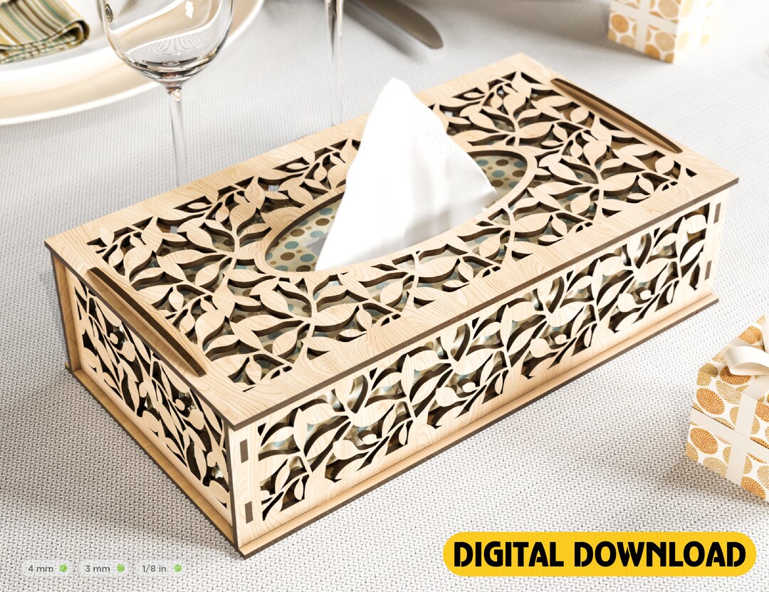 Decorative Laser Cut Tissue Box Heart Shape Tabletop Wooden Napkin ...