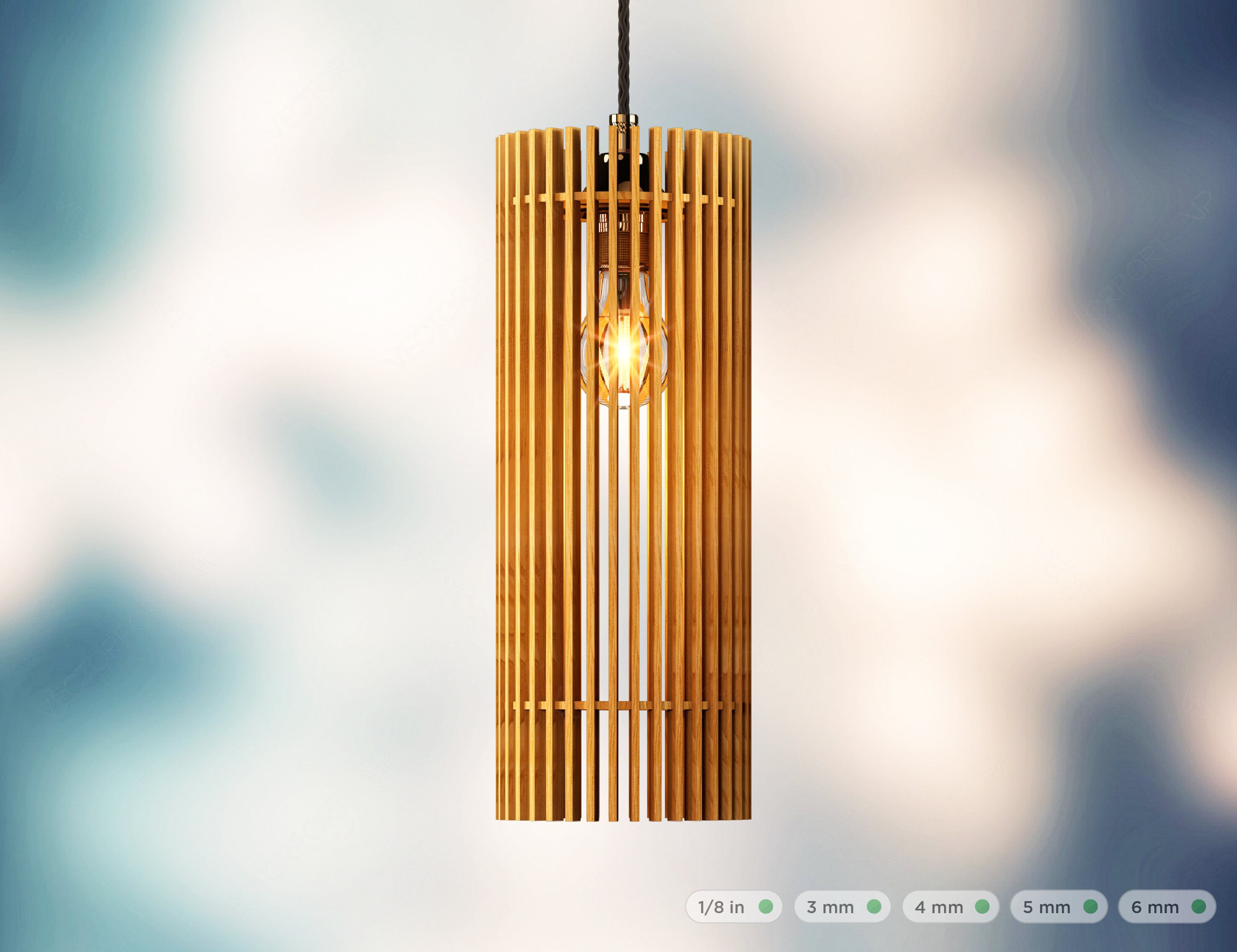 Cylinder Wood Pendant Light Chandelier Lamp Lampshade Laser - Etsy