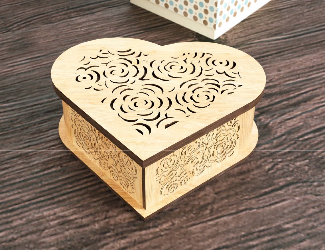 Wooden Heart Shaped Jewelry Laser Cut Box Template Wedding - Etsy