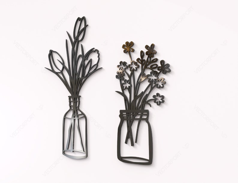 Plant Wall Decor Metal Flower Pot Laser Cut SVG DXF AI | Etsy