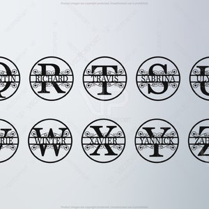 Round With Frame Split Monogram Name Sign Alphabet Letters Digital ...