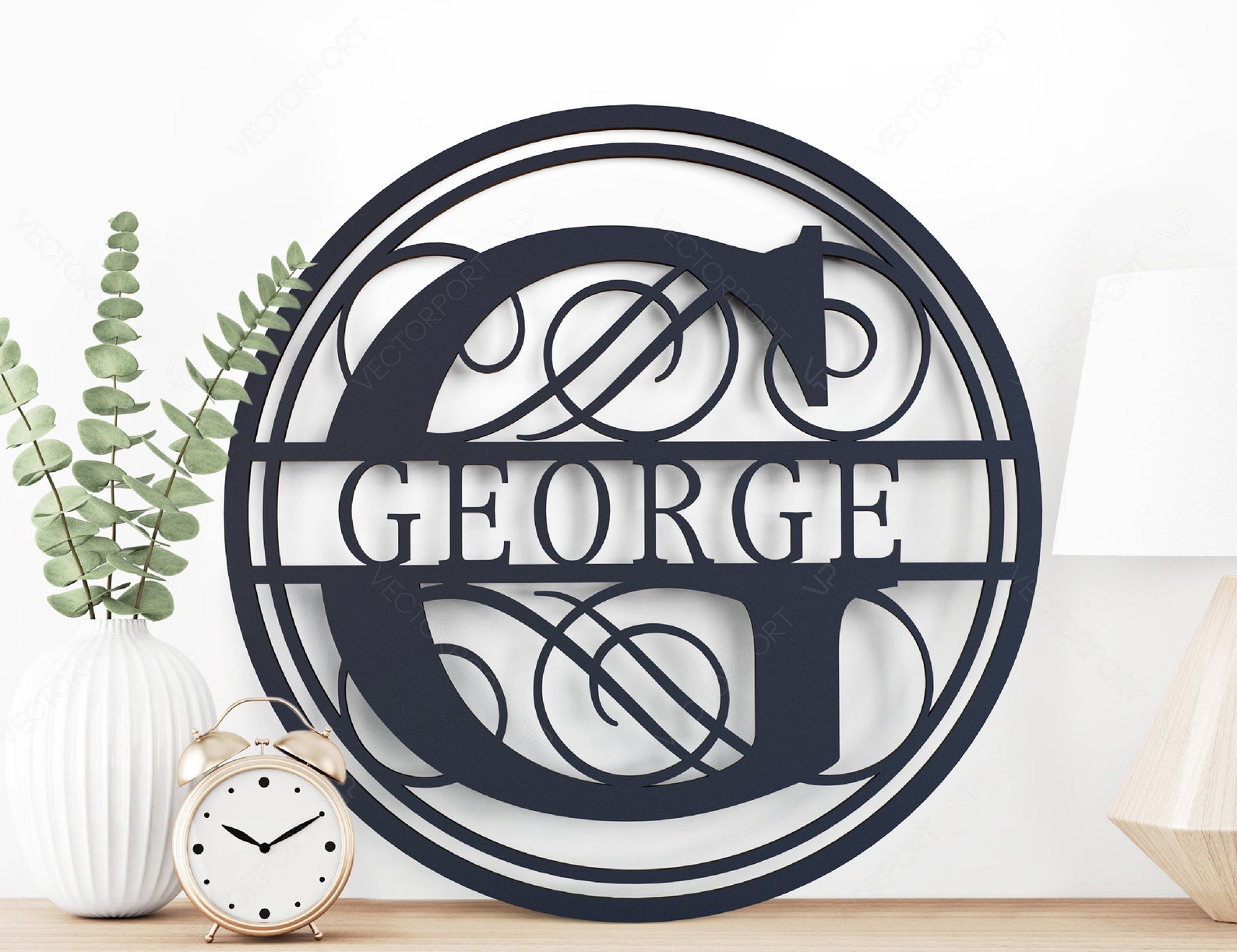Round With Frame Split Monogram Sign Flowers Letters SVG - Etsy