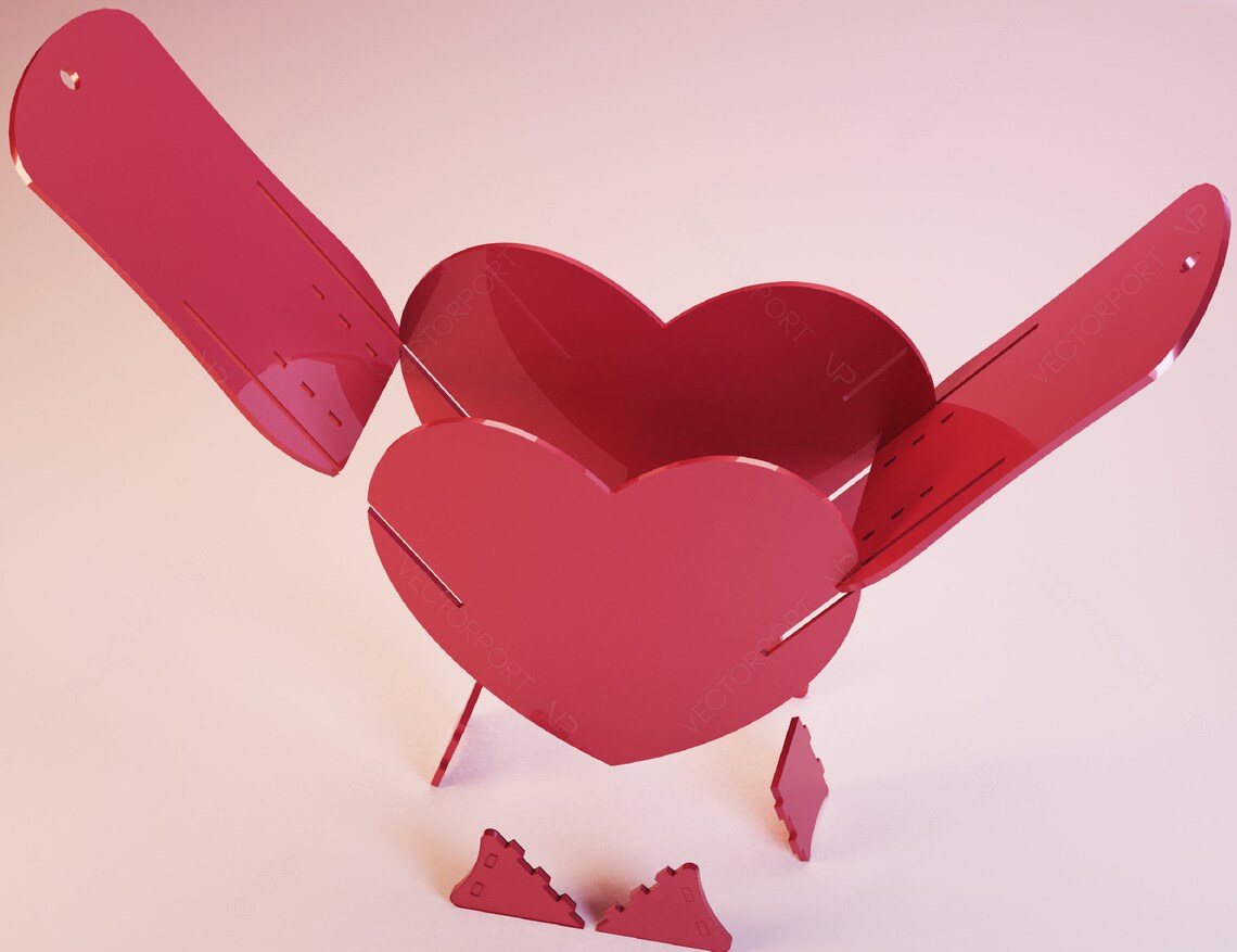 Valentine Day Gift Heart Shape Basket Love Wooden Plywood - Etsy