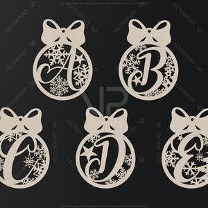 Christmas Balls Tree Decorations Alphabet Letters Hanging Bauble Paper ...