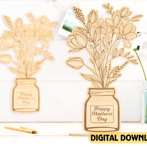 Standing Pot Flowers Personalized for Mom, Mothers Day Gift Laser Cut ...