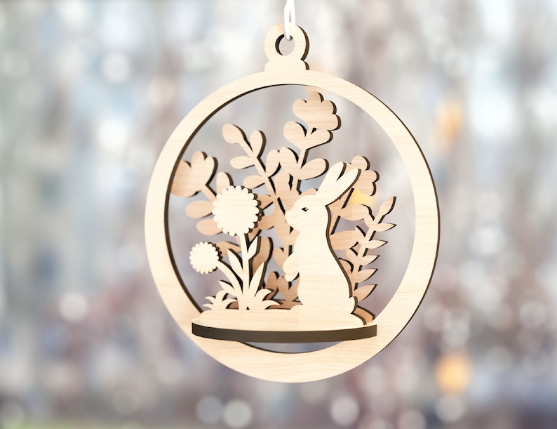 Bauble Wood 3D Laser Cut Easter Ornament Round Design Set - Etsy