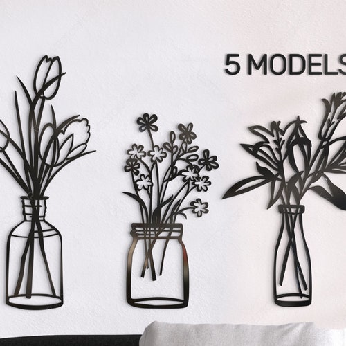 Plant Wall Decor Metal Flower Pot Laser Cut SVG DXF AI | Etsy