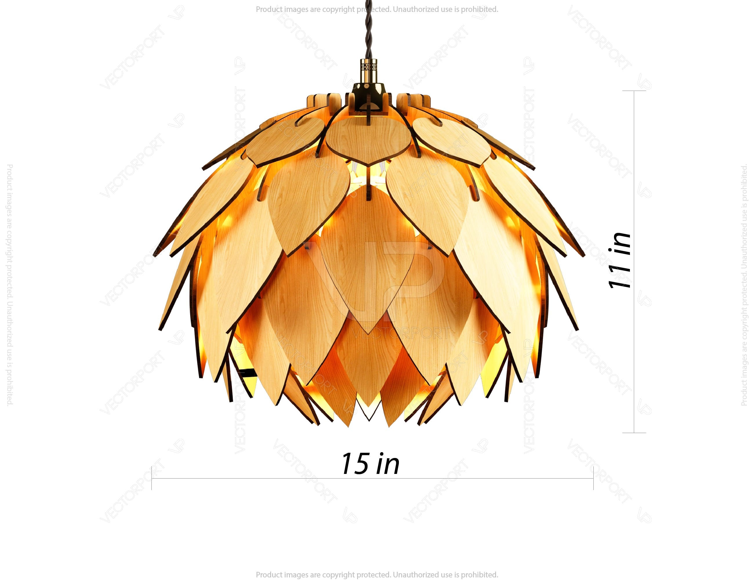Lotus Shape Hanging Wooden Ceiling Lamp Chandelier Pendant Light ...