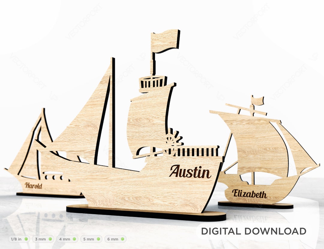 Sailing Ship Laser Cut Table Decor Vector Personalized Digital - Etsy