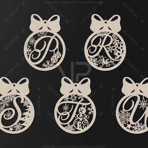 Christmas Balls Tree Decorations Alphabet Letters Hanging Bauble Paper ...