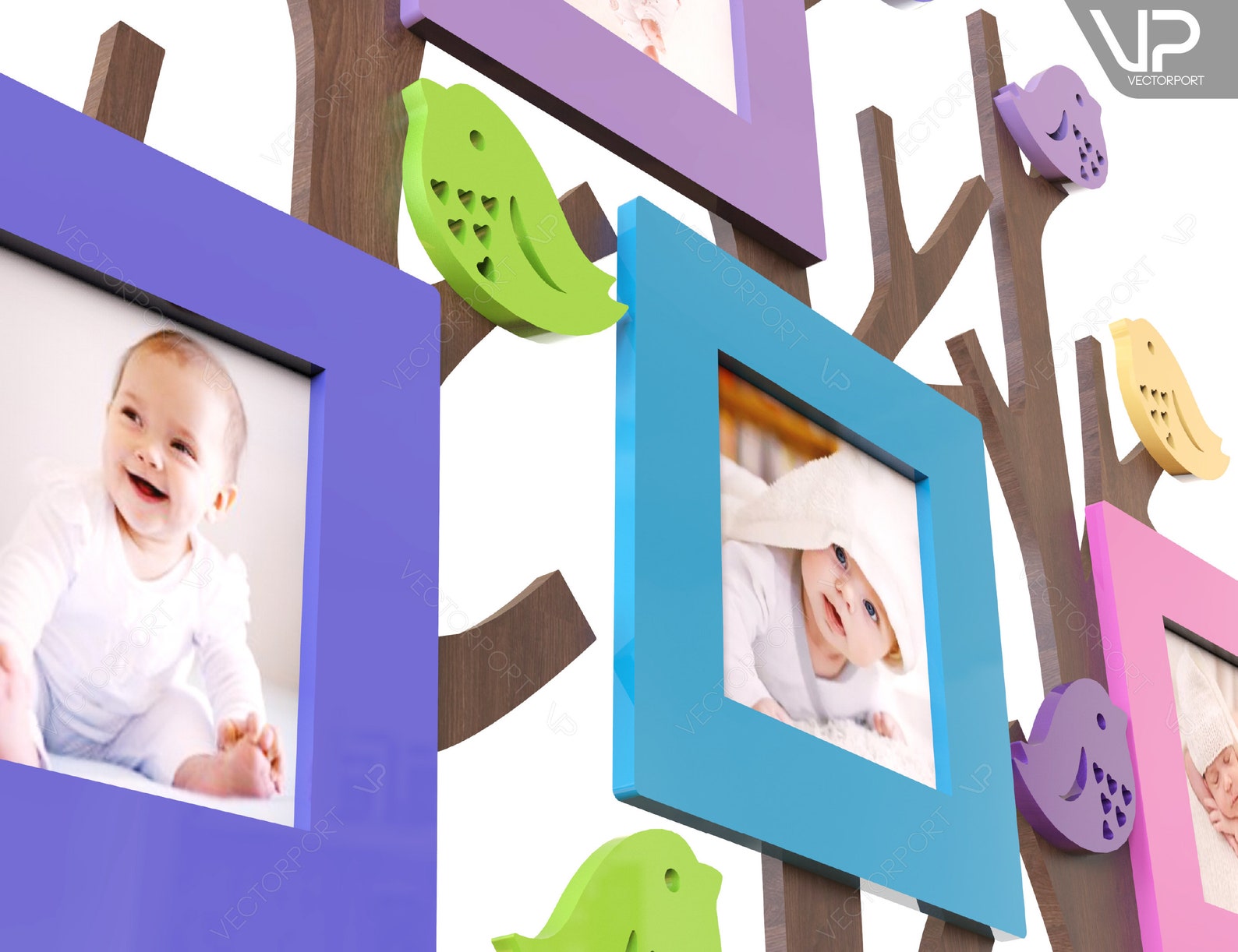 Tree Photo Frame Baby Family Picture Holder Standing Vectorial - Etsy