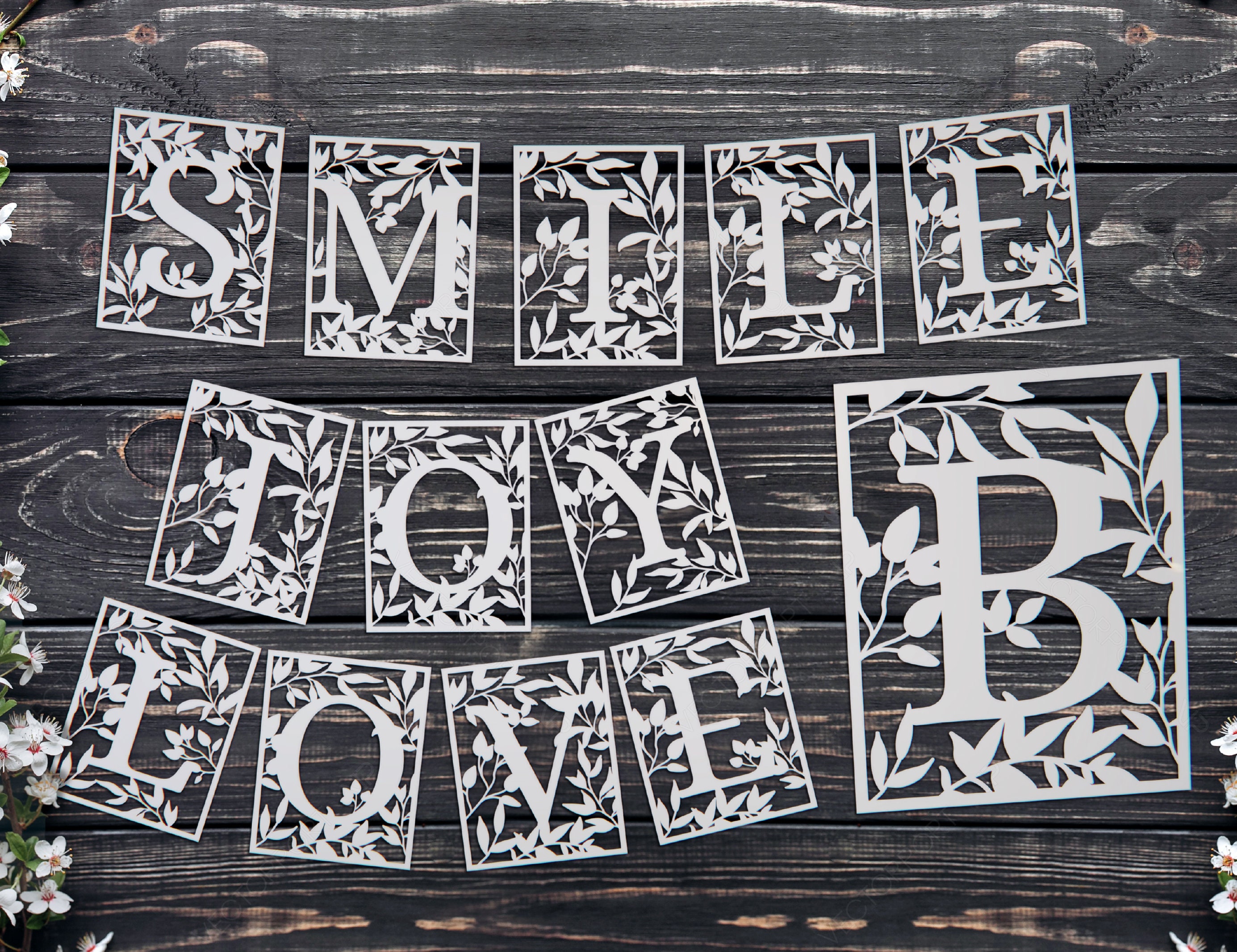 Spring in Bloom Floral Frame Monogram Alphabet Letters Vector - Etsy