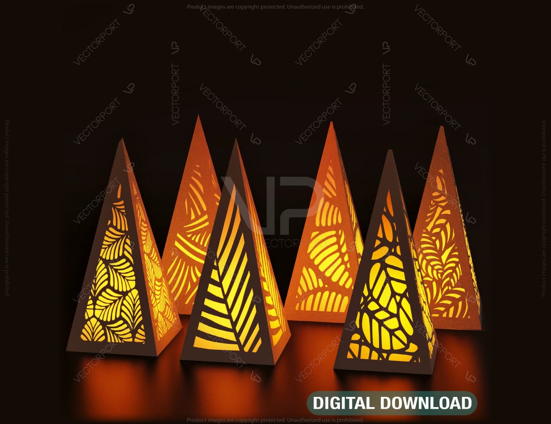 Christmas Tree Papercut Lanterns Candle Holder Svg Laser Cut Lamp Tea ...