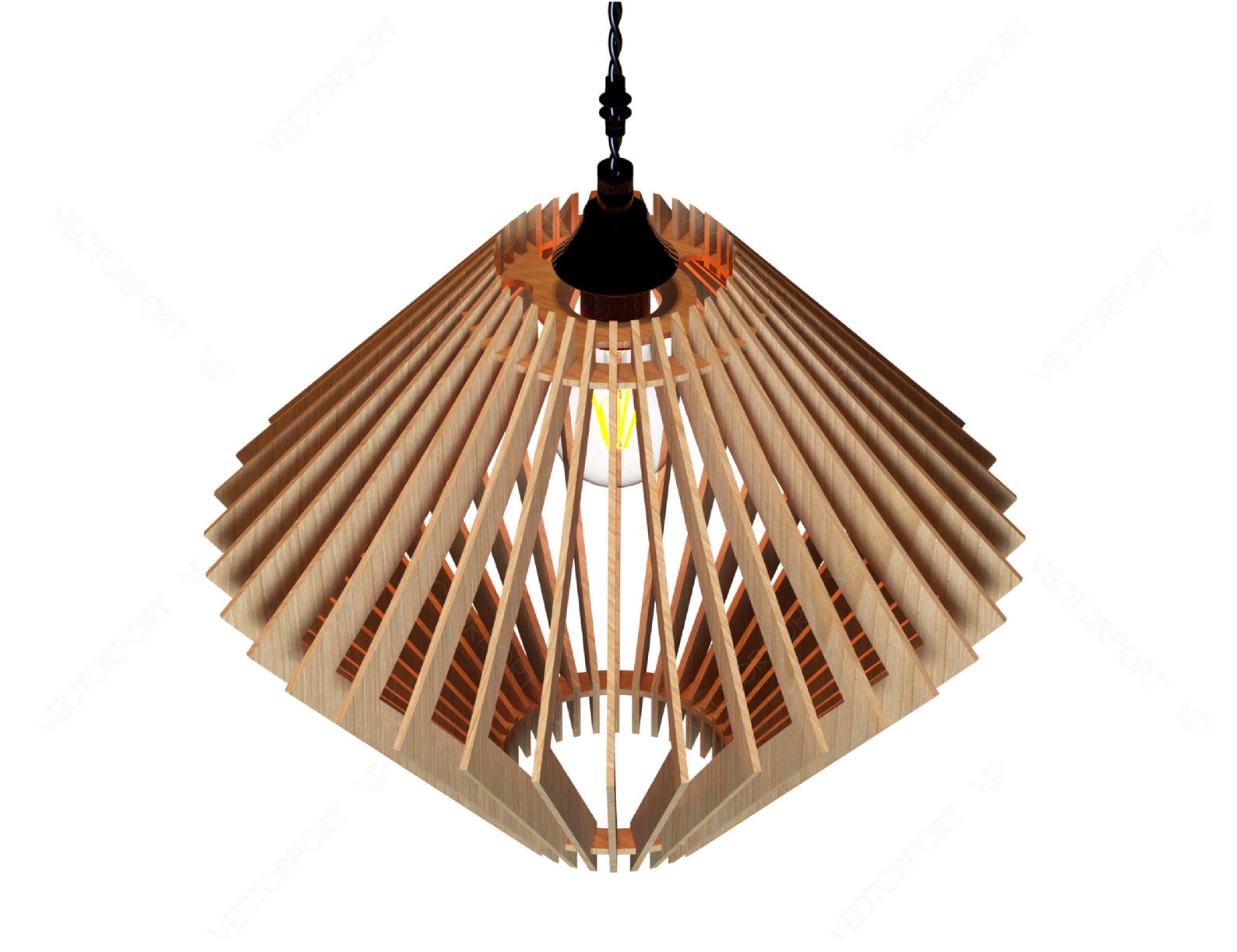 Rhombus 6 & 3mm Wood Pendant Light Chandelier Lamp Lampshade - Etsy