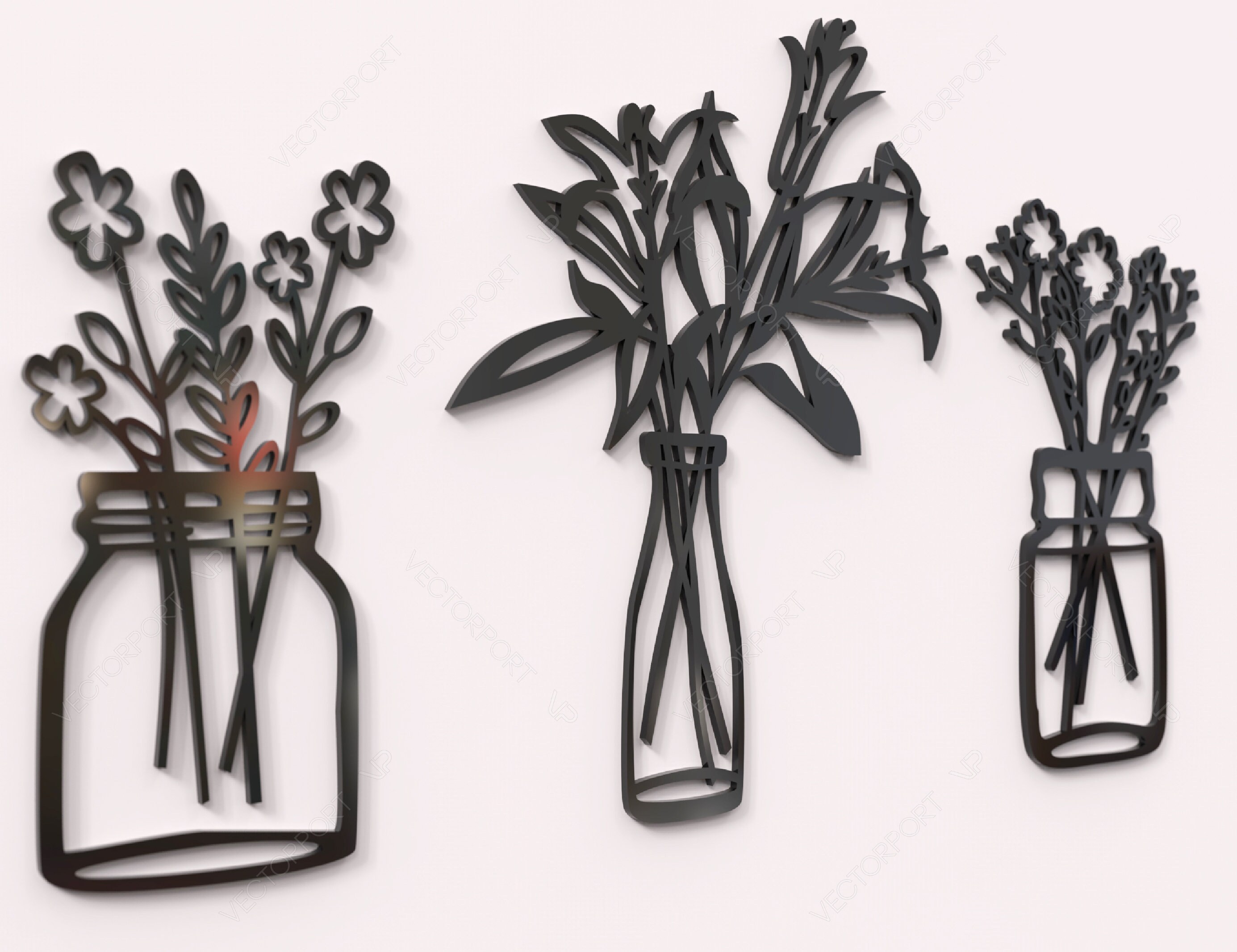 Plant Wall Decor Metal Flower Pot Laser Cut SVG DXF AI | Etsy