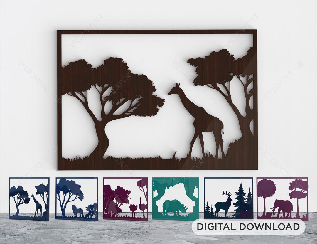 6 Wildlife Scenes With Animals 3D Models and Vector Files - Etsy