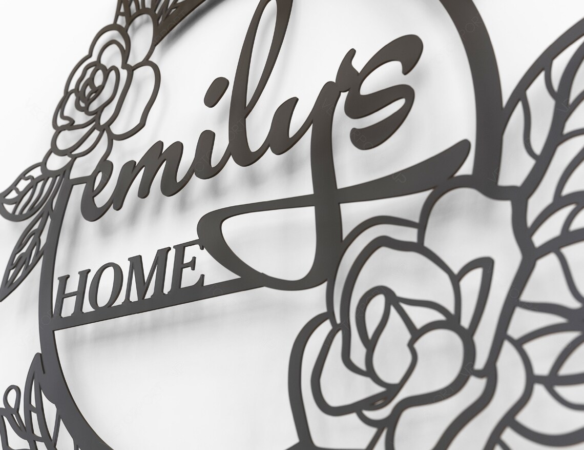 Personalized Flower Frame Monogram Decorative Name Sign Metal - Etsy