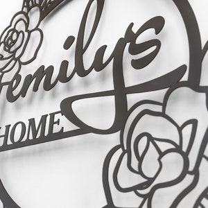 Personalized Flower Frame Monogram Decorative Name Sign Metal Wall Art ...