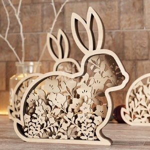 Multi Layer Easter Laser Cut Files Rabbits SVG Layered Bundle, Floral ...