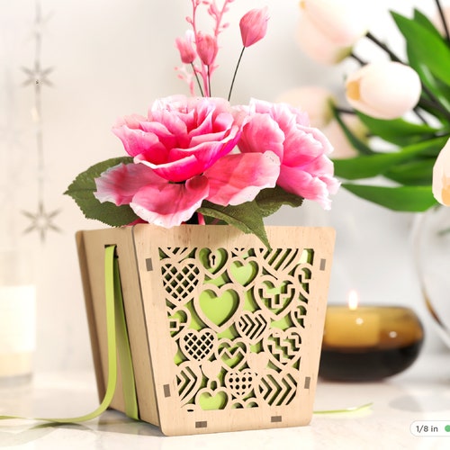 Fowers Box Laser Cut Gift Box Envelope Home Décor Decorative - Etsy