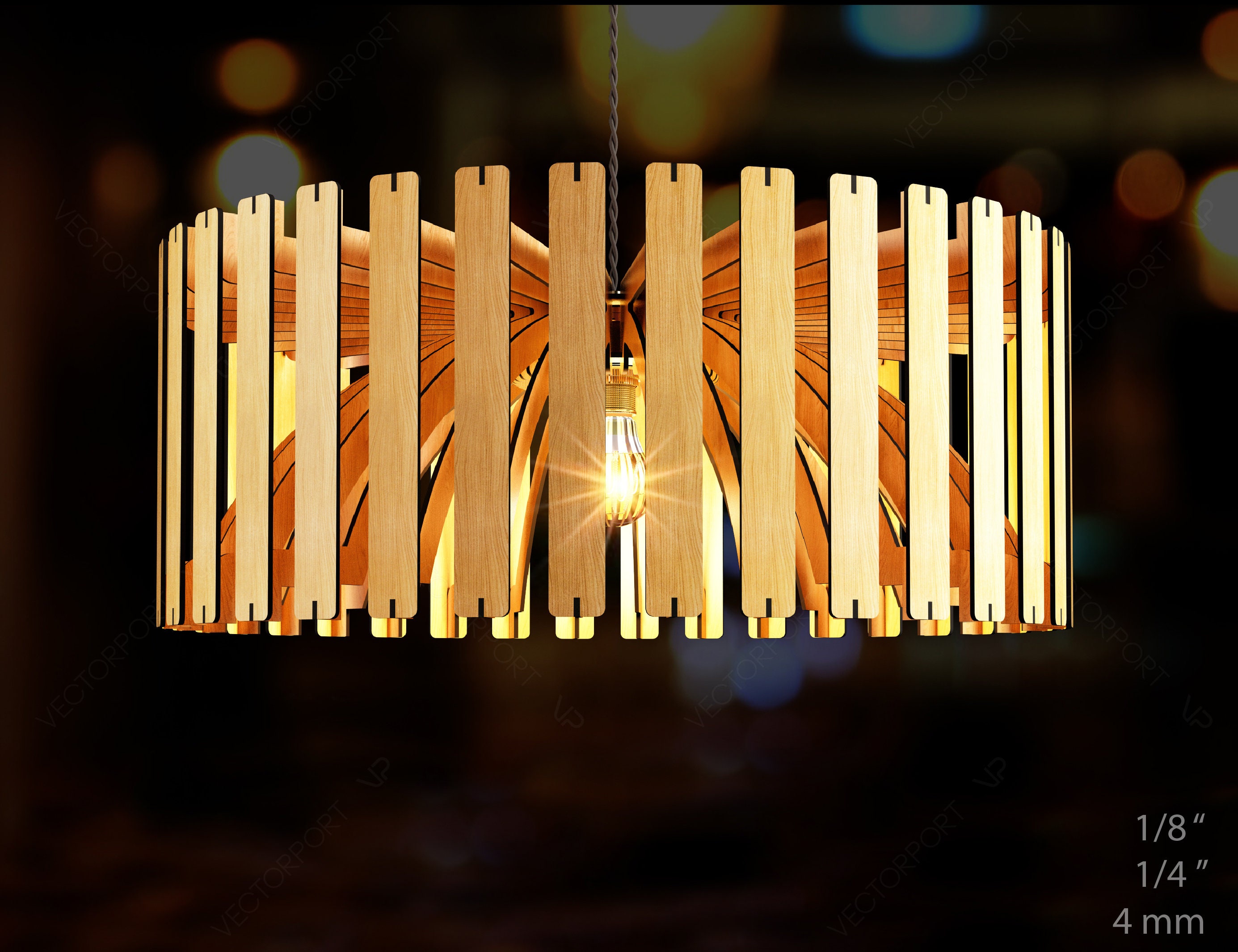 Elegant Modern Round Hanging Wooden Chandelier Lamp Shade - Etsy