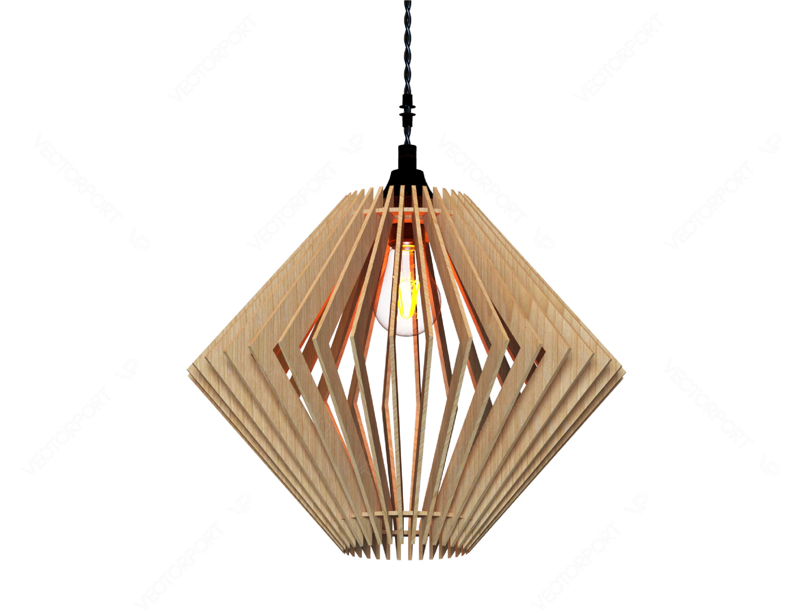 Rhombus 6 & 3mm Wood Pendant Light Chandelier Lamp Lampshade - Etsy