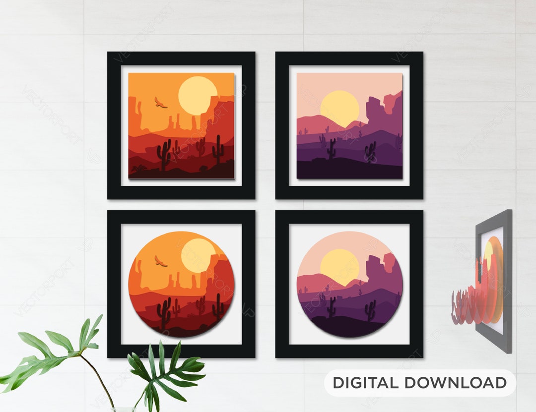 Multi Layered Mountains and Desert Dunes Shadow Box Landscape - Etsy