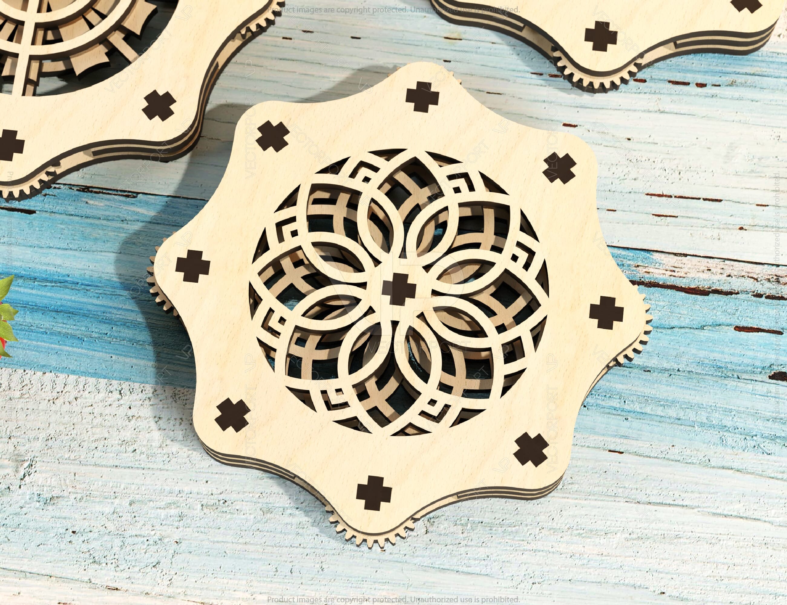 Coaster Mechanical Laser Cut Windmill Theme Shape Tea Coffee Cup Mat ...