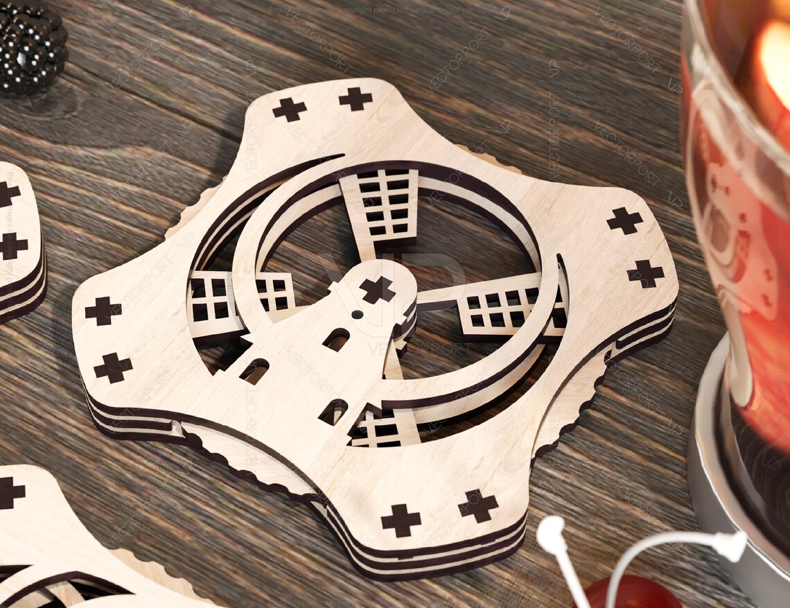 Mechanical Laser Cut Coaster Tea Coffee Cup Mat Pad Placemat Tableware ...