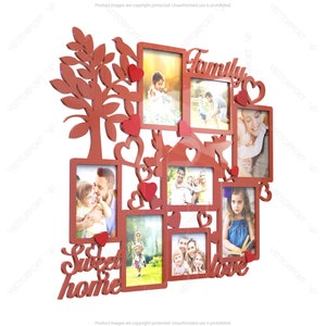 Laser Cut Family Tree and Home Photo Frame With Birds Diy Digital ...