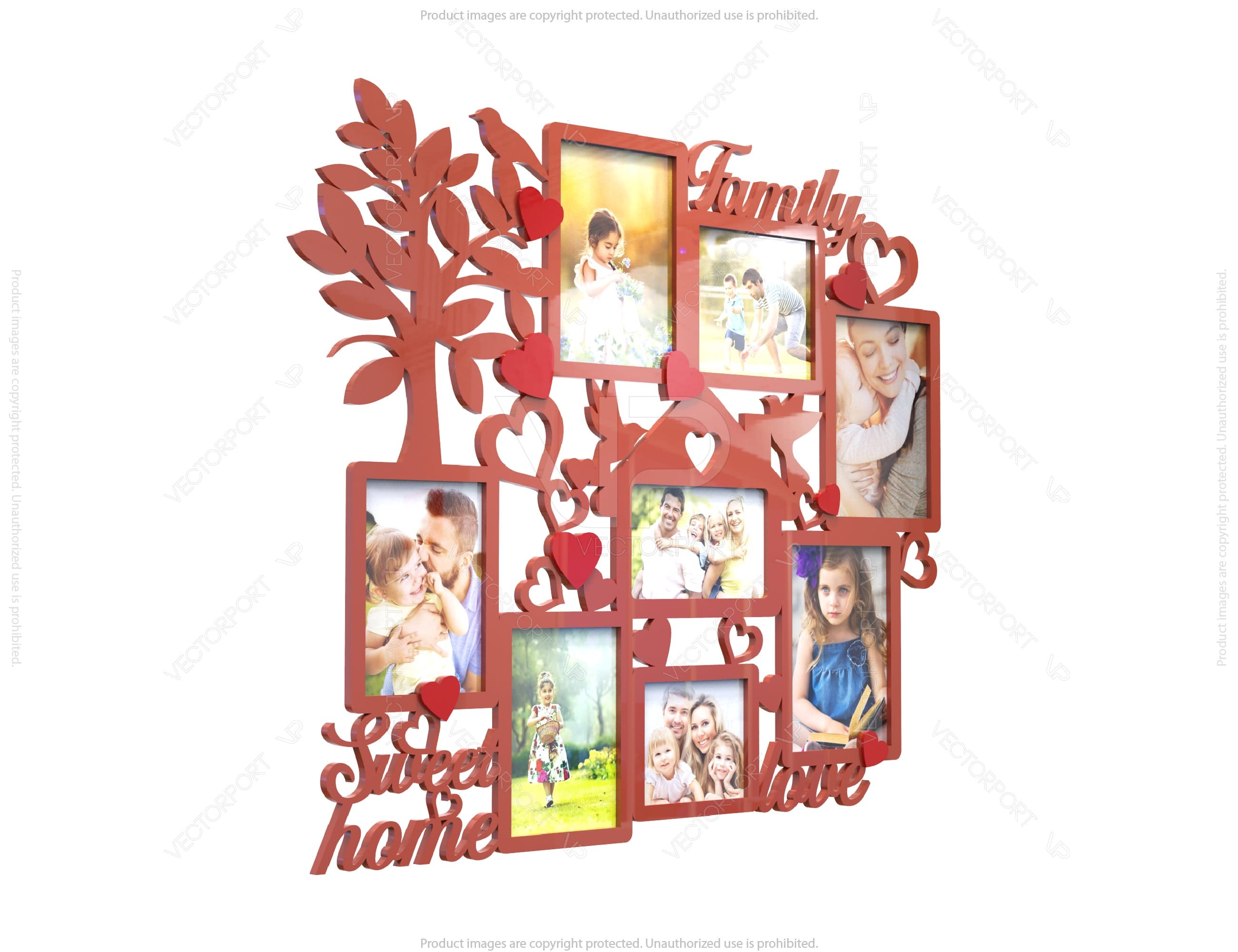 Laser Cut Family Tree and Home Photo Frame With Birds Diy Digital ...
