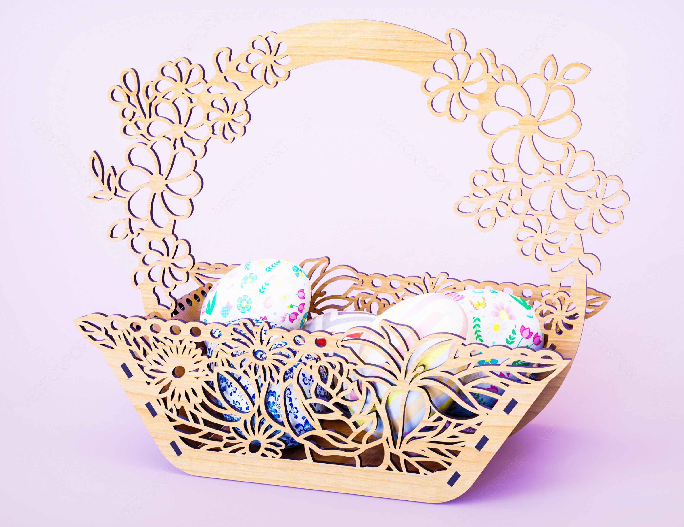 Decorative Laser Cut Wooden Easter Basket Laser Cut Egg Bowl - Etsy